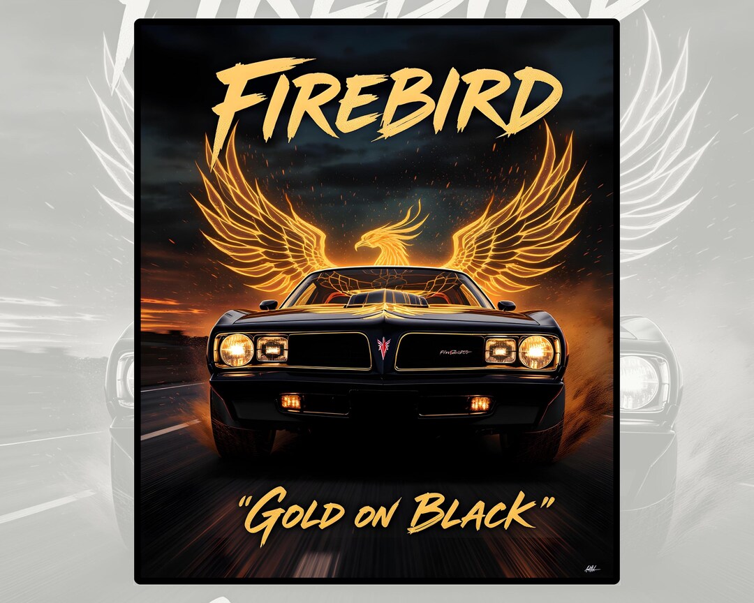 Pontiac Firebird Trans Am Poster • Classic Muscle Car Wall Art • Gold ...