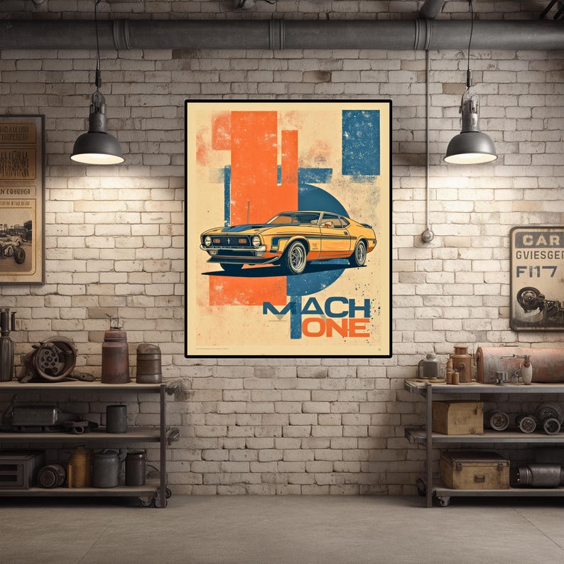 1970s Mustang Mach 1 Retro Garage Art Poster Digital Download Vintage ...