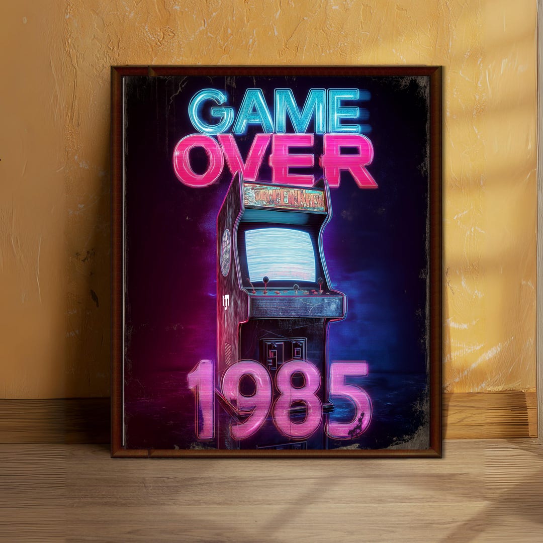 Retro Arcade Poster: 1985 Neon Synthwave Print (digital Download) - Etsy