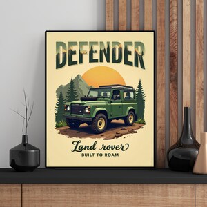 Vintage Land Rover Defender Poster: Retro 4x4 Offroad Adventure Art ...