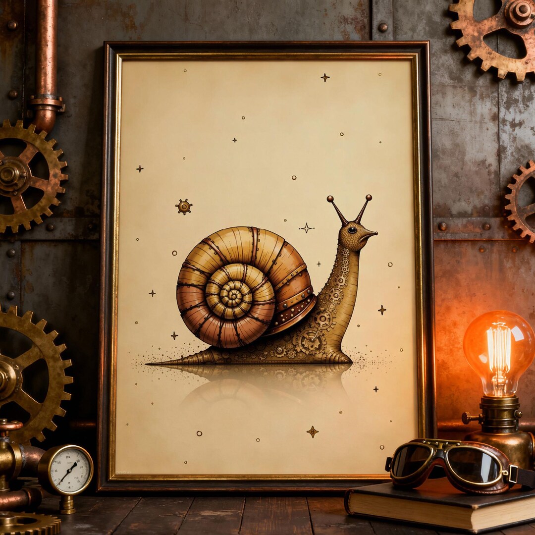 Steampunk Snail Print, Clockwork Animal Wall Art - Etsy