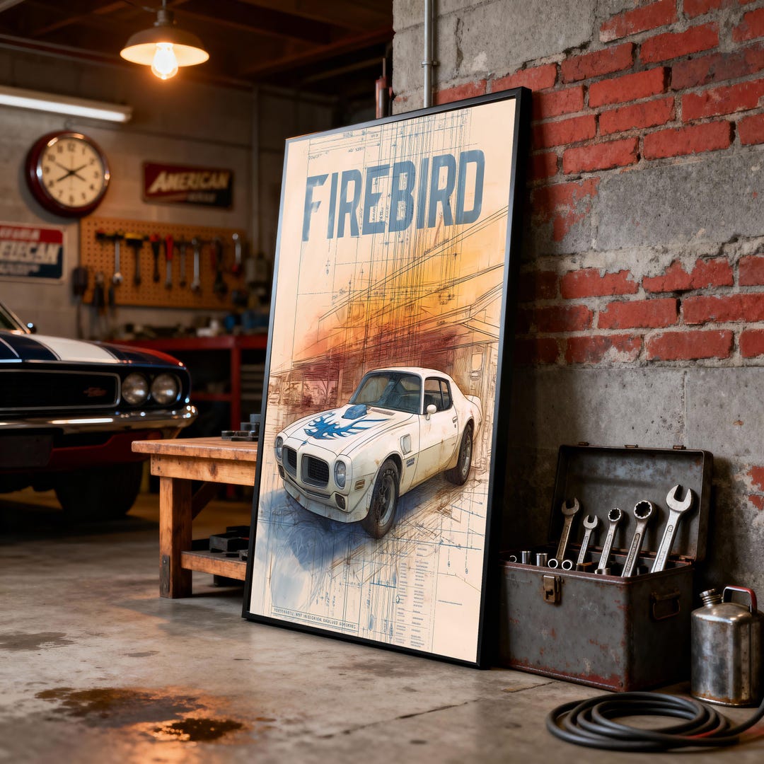 Pontiac Firebird Trans Am Poster: Vintage Muscle Car Blueprint Art ...