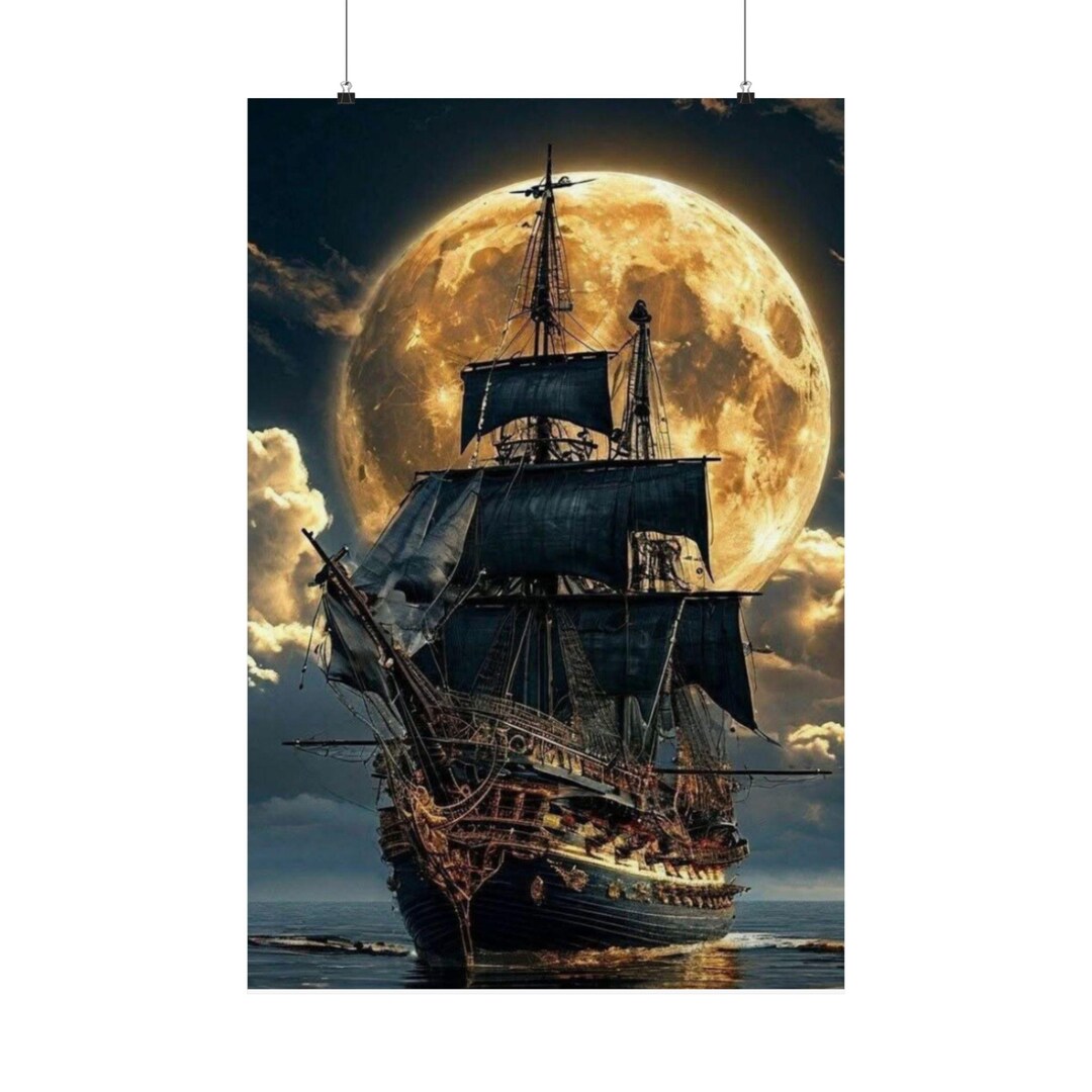 Nautical Fantasy Matte Vertical Posters, Pirate Ship Wall Art, Home ...