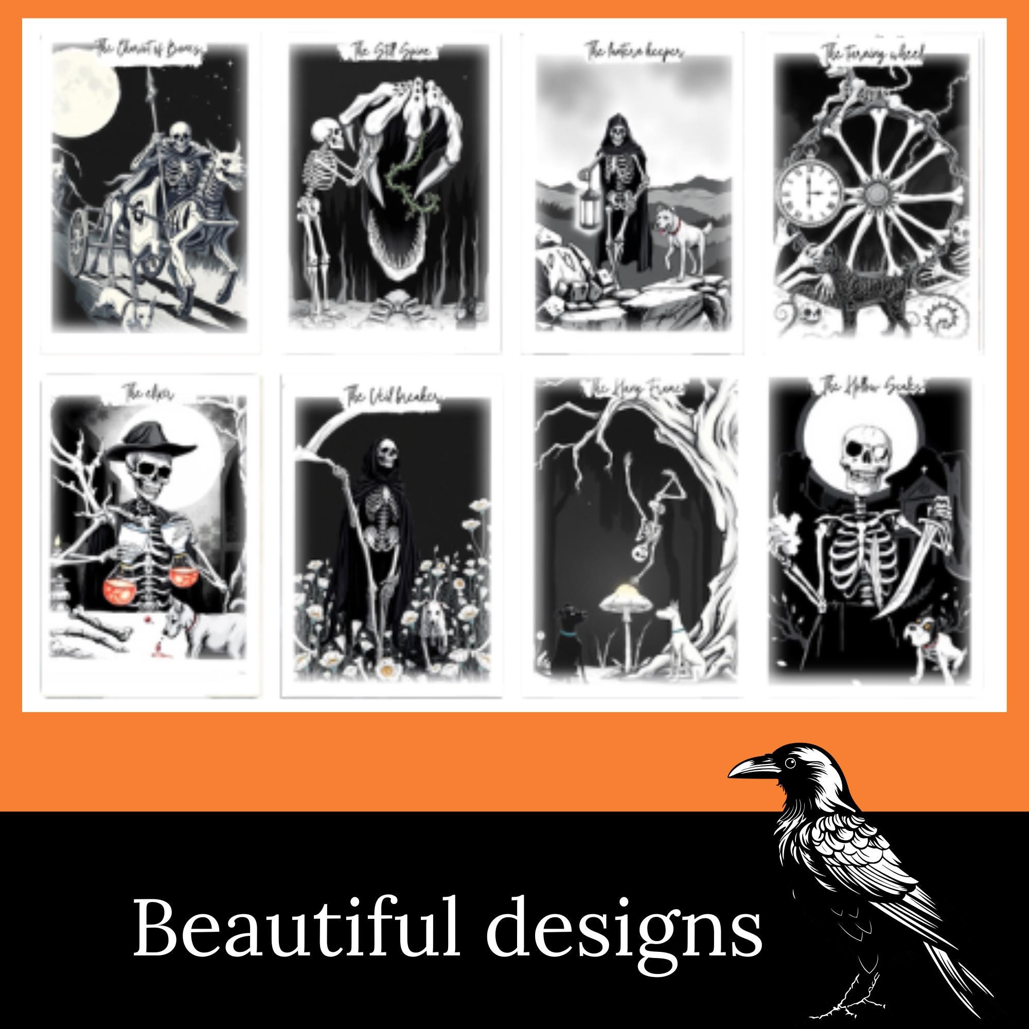 Skeleton Tarot Deck Digital Pdf Hand Drawn Quirky Gothic Tarot Cards ...
