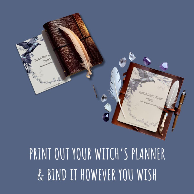 Witch Planner 2026 Printable Grimoire & Moon Calendar PDF Raven-themed ...