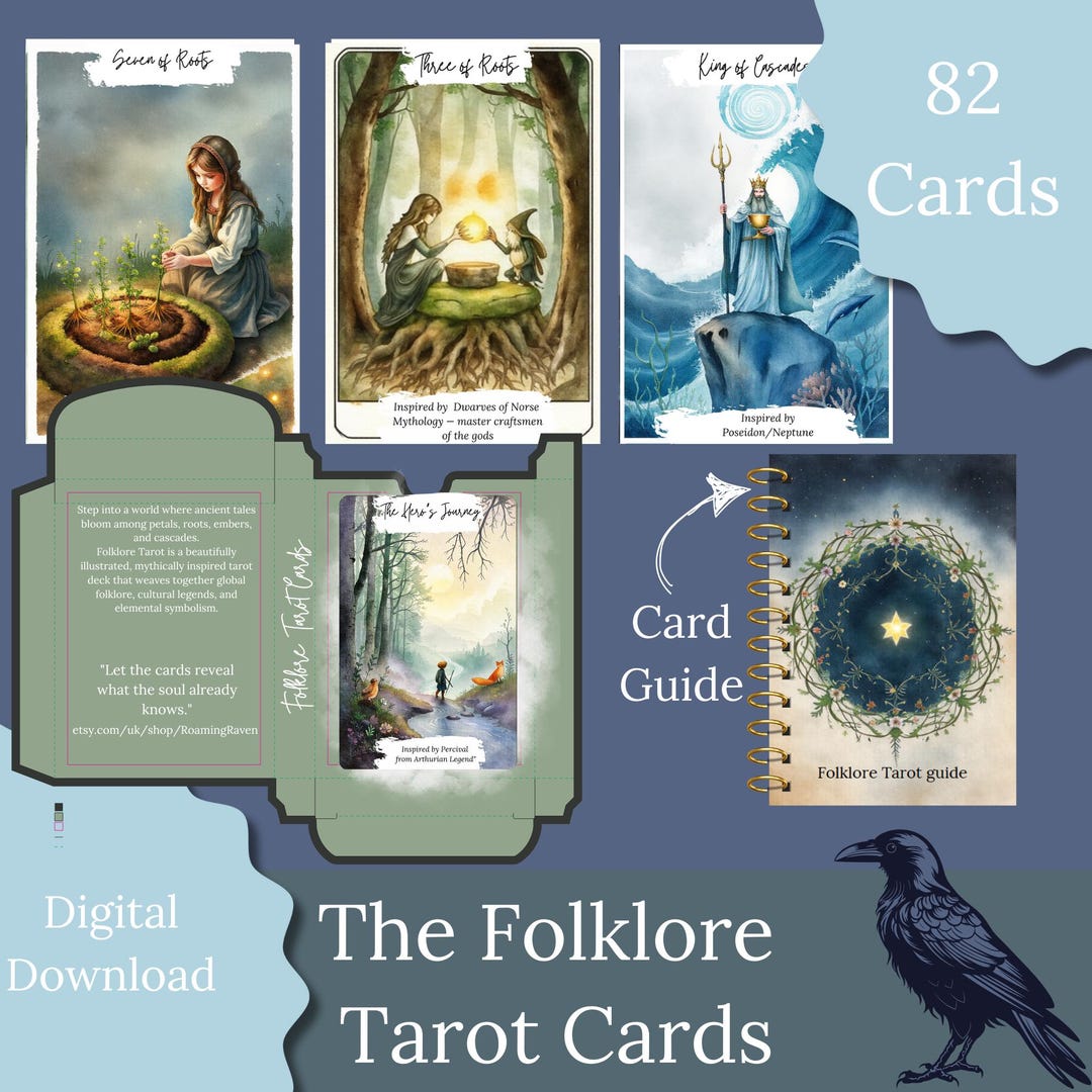 Tarot Cards Printable Folklore Deck for Reading Spiritual Gift for ...