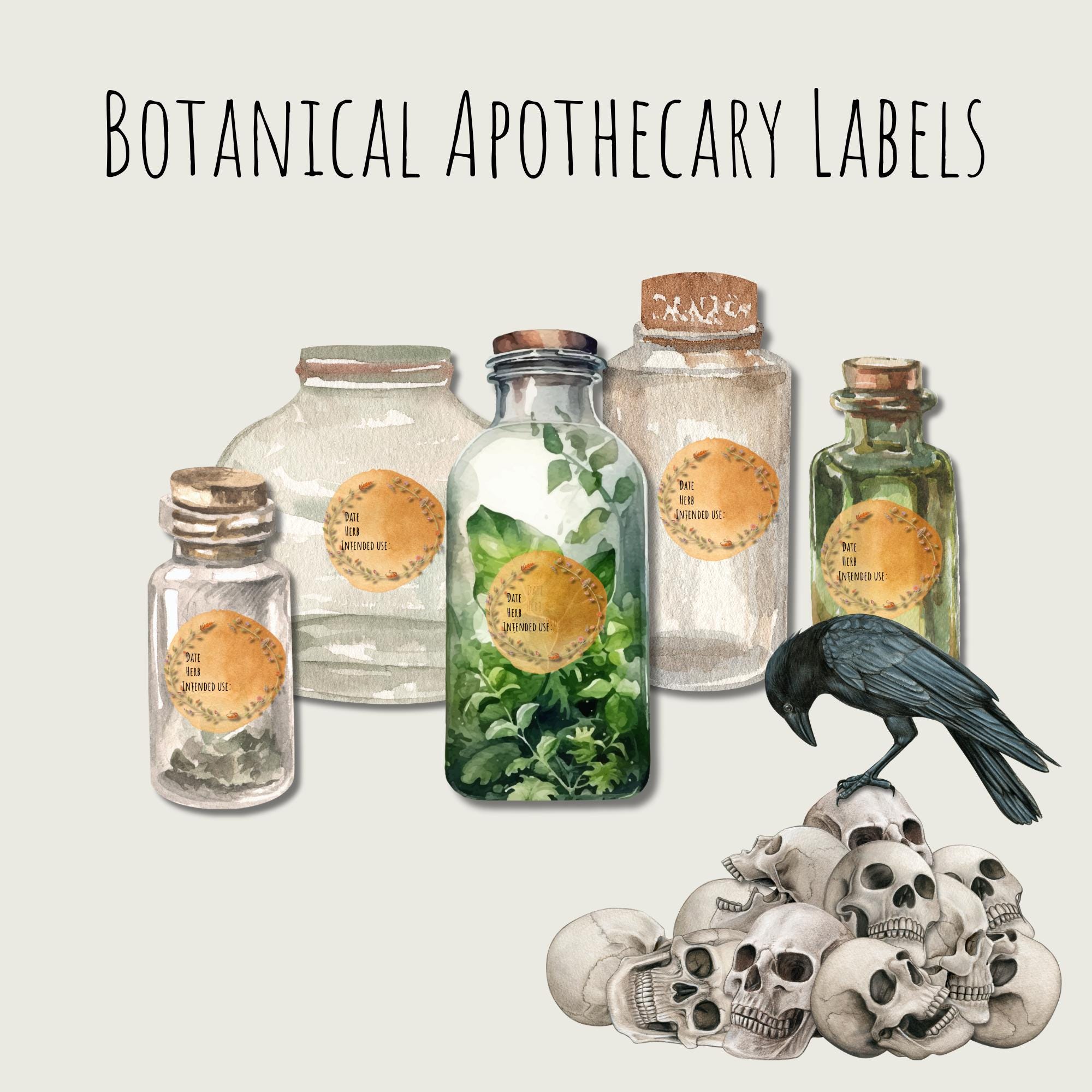 Witchy Apothecary Labels Printable Spell Jar Label Vintage Herbal ...