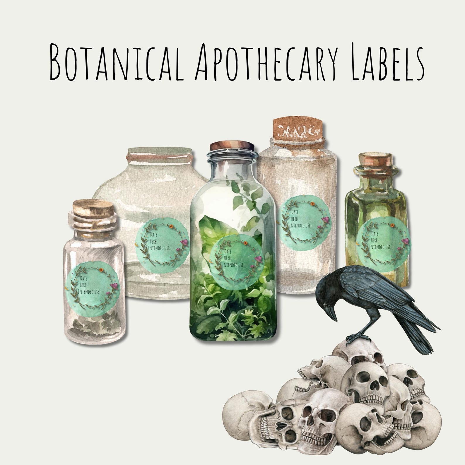 Witchy Apothecary Labels Printable Spell Jar Label Vintage Herbal ...