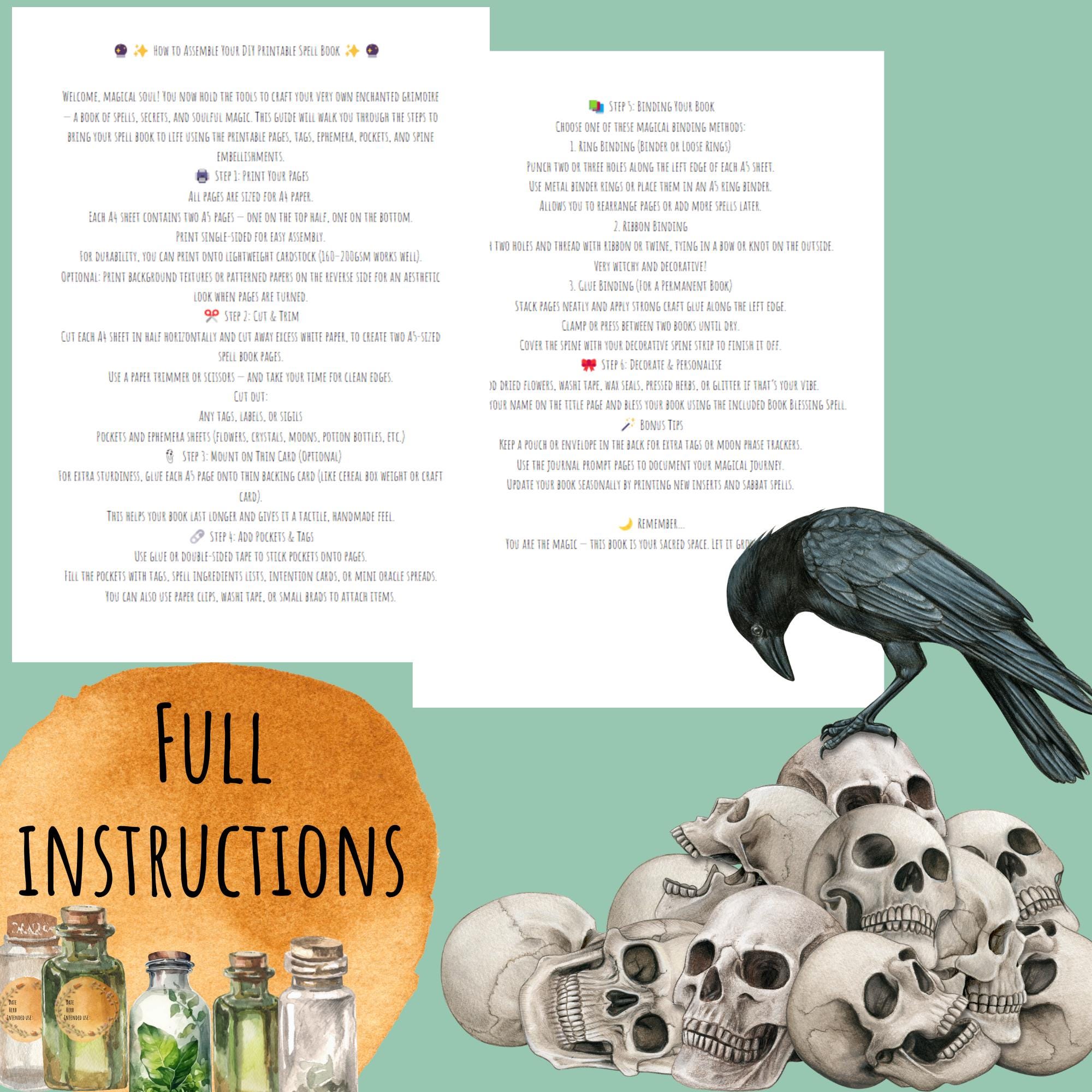 Printable Diy Spell Book Kit Make Your Own Grimoire Witchcraft Journal ...