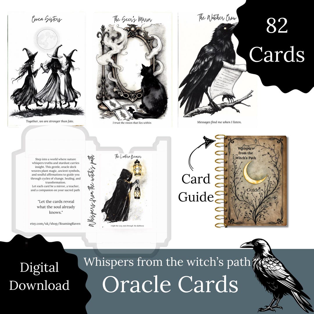 Oracle Cards Printable Witchy Deck for Reading Spiritual Gift for Witch ...