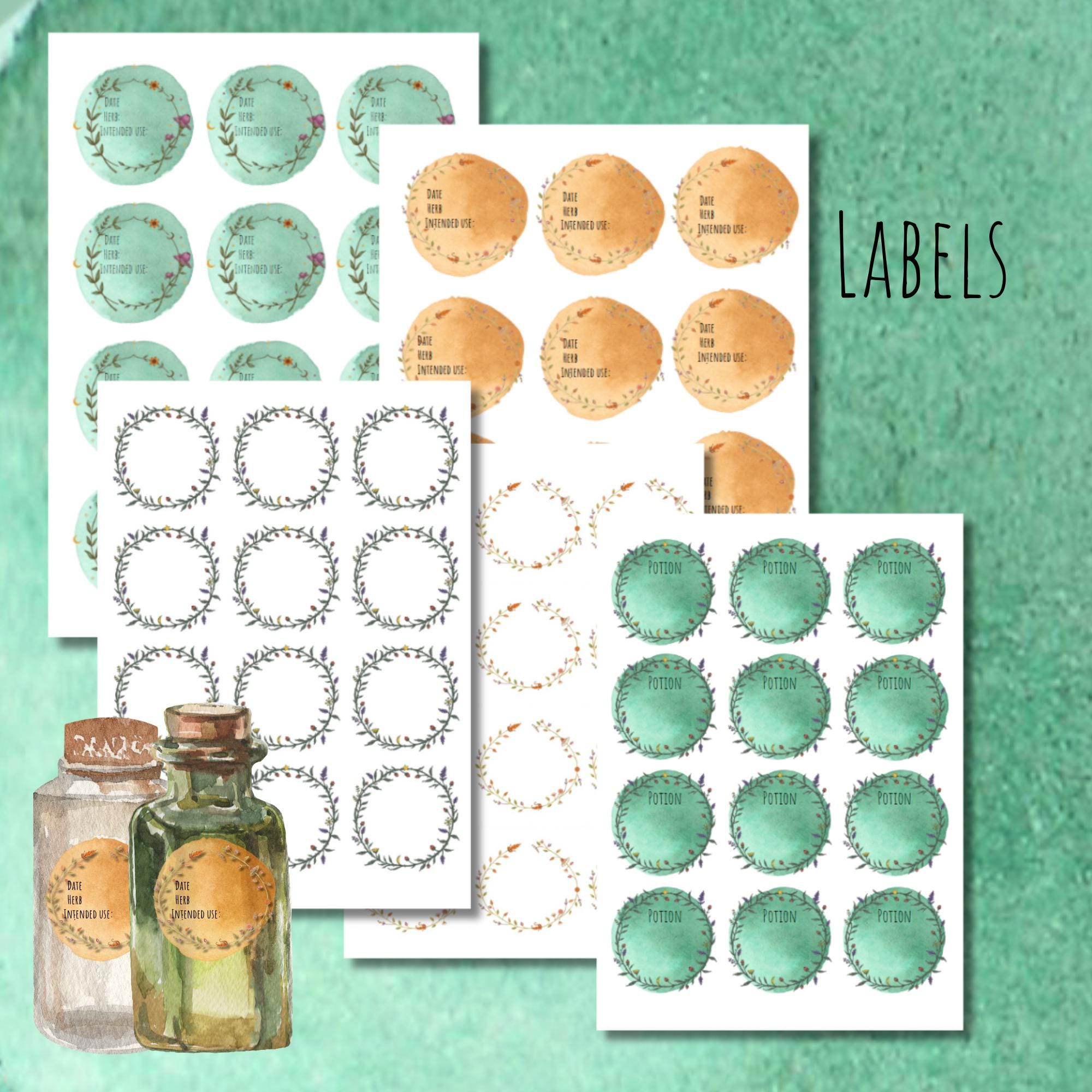 Witchy Apothecary Labels Printable Spell Jar Label Vintage Herbal ...