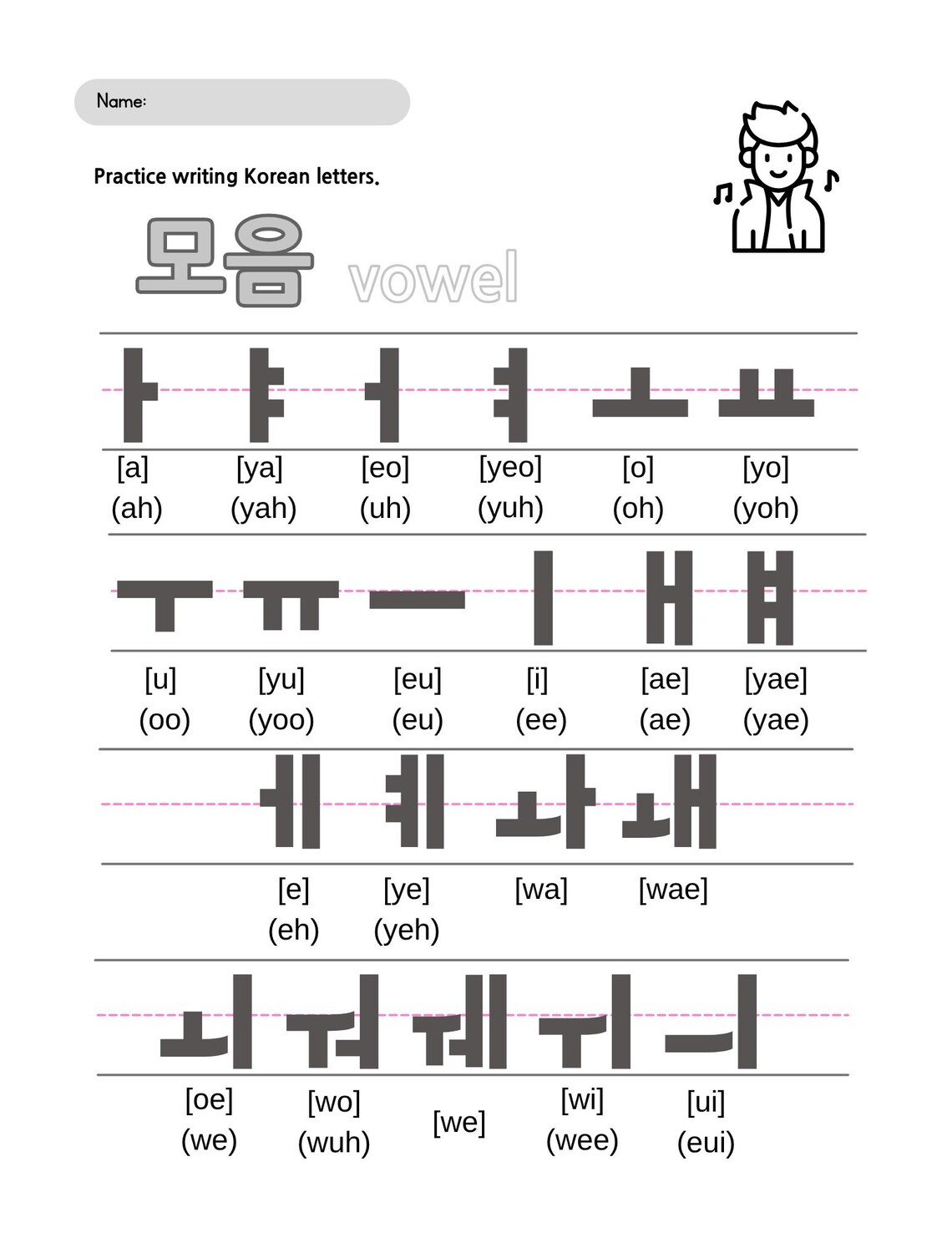 Korean Alphabet Handwriting Practice Workbook-#1 - Etsy
