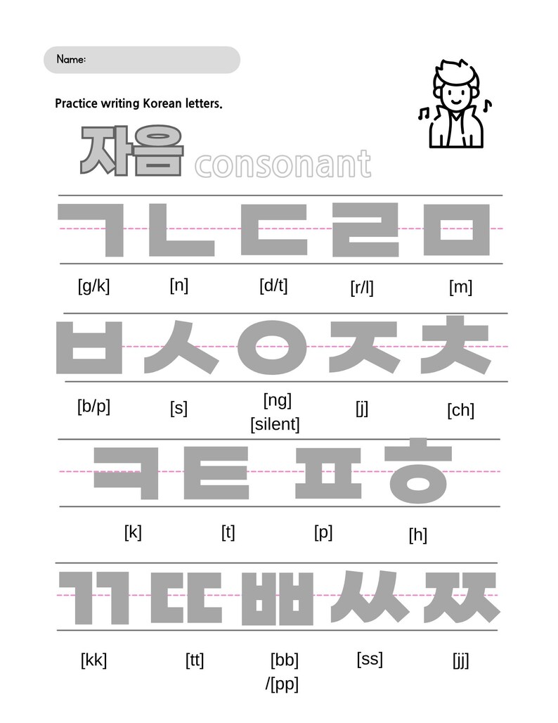 Korean Alphabet Handwriting Practice Workbook-#1 - Etsy