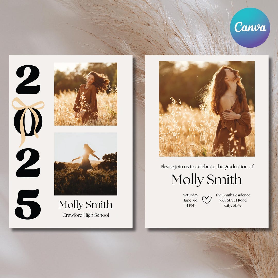 2025 Graduation Party Invitation, 2025 Bow Invitation, Bold Letter ...
