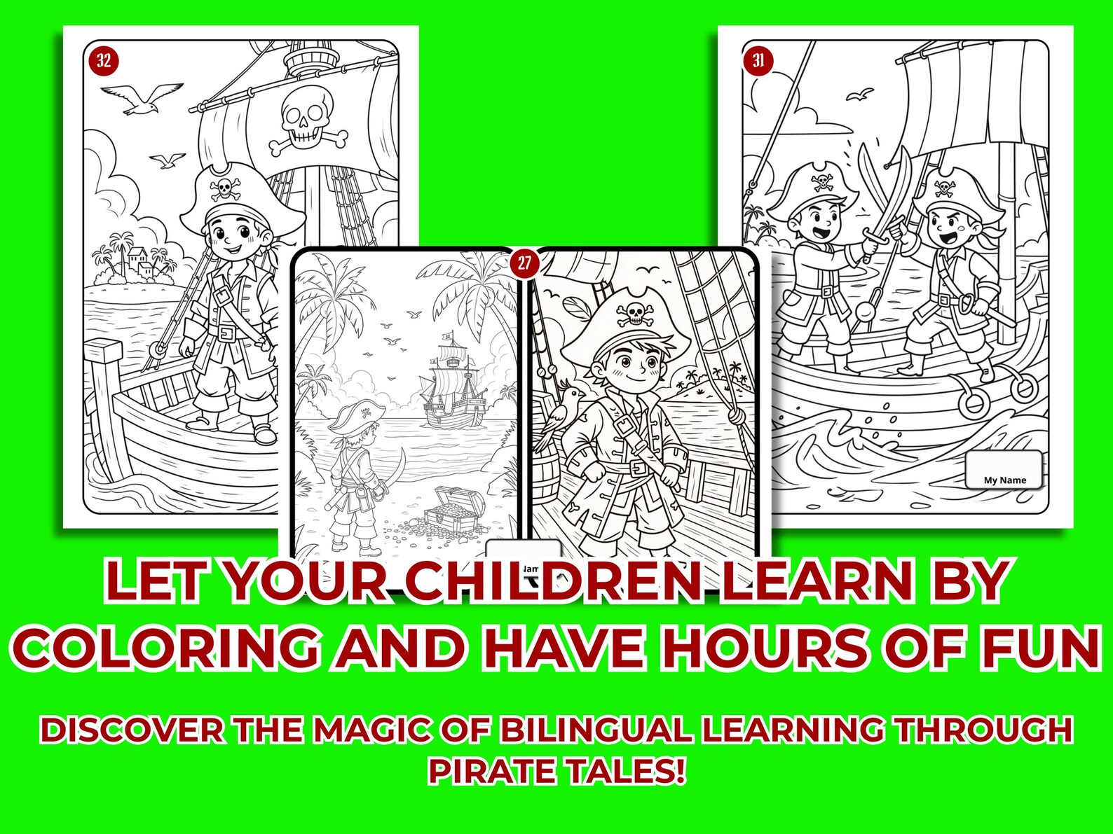 Bilingual Pirate Coloring Book – Printable Story of Frank Smith in ...
