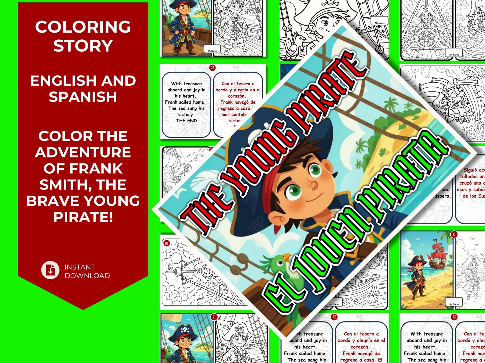 Bilingual Pirate Coloring Book – Printable Story of Frank Smith in ...