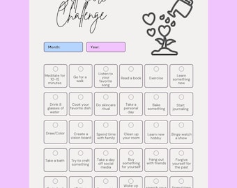 Weekly Self-care Challenge for Wellness, Downloadable/printable - Etsy