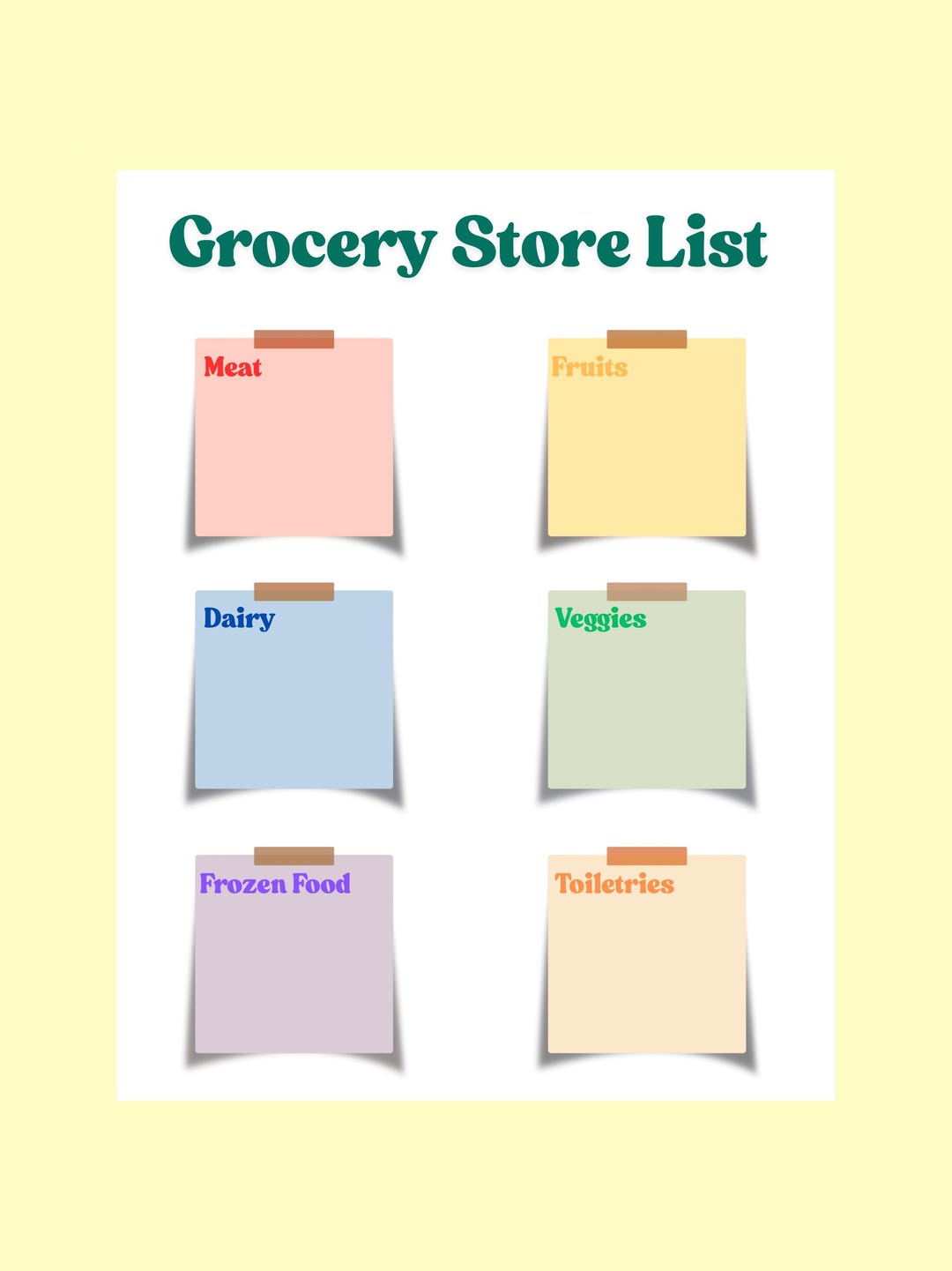 Digital Grocery Store List (printable) - Etsy