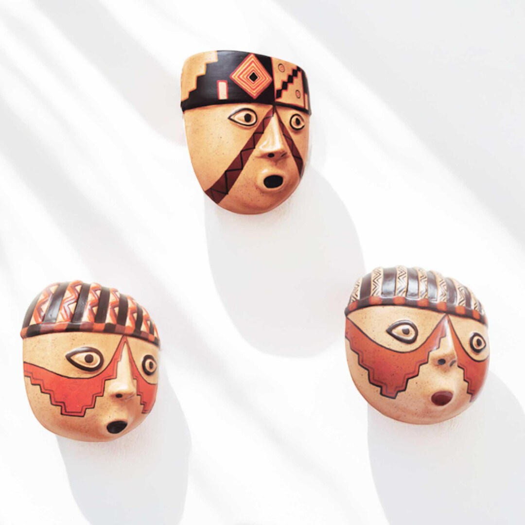 Wari Ceramic Masks | Boho Gift Idea I Made-to-order Pre-columbian Indigenous Art | Ethnic ...