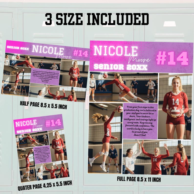 Senior Volleyball Yearbook Ad Template: High School Sports Program ...