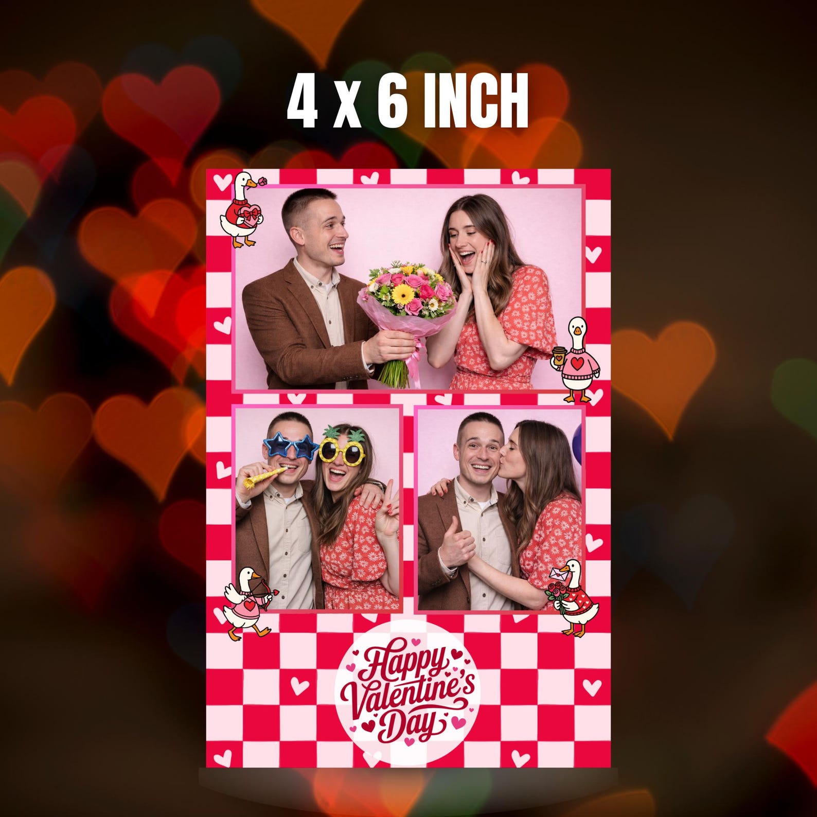Valentine Duck Photo Booth Template, Editable Canva Frame (digital ...