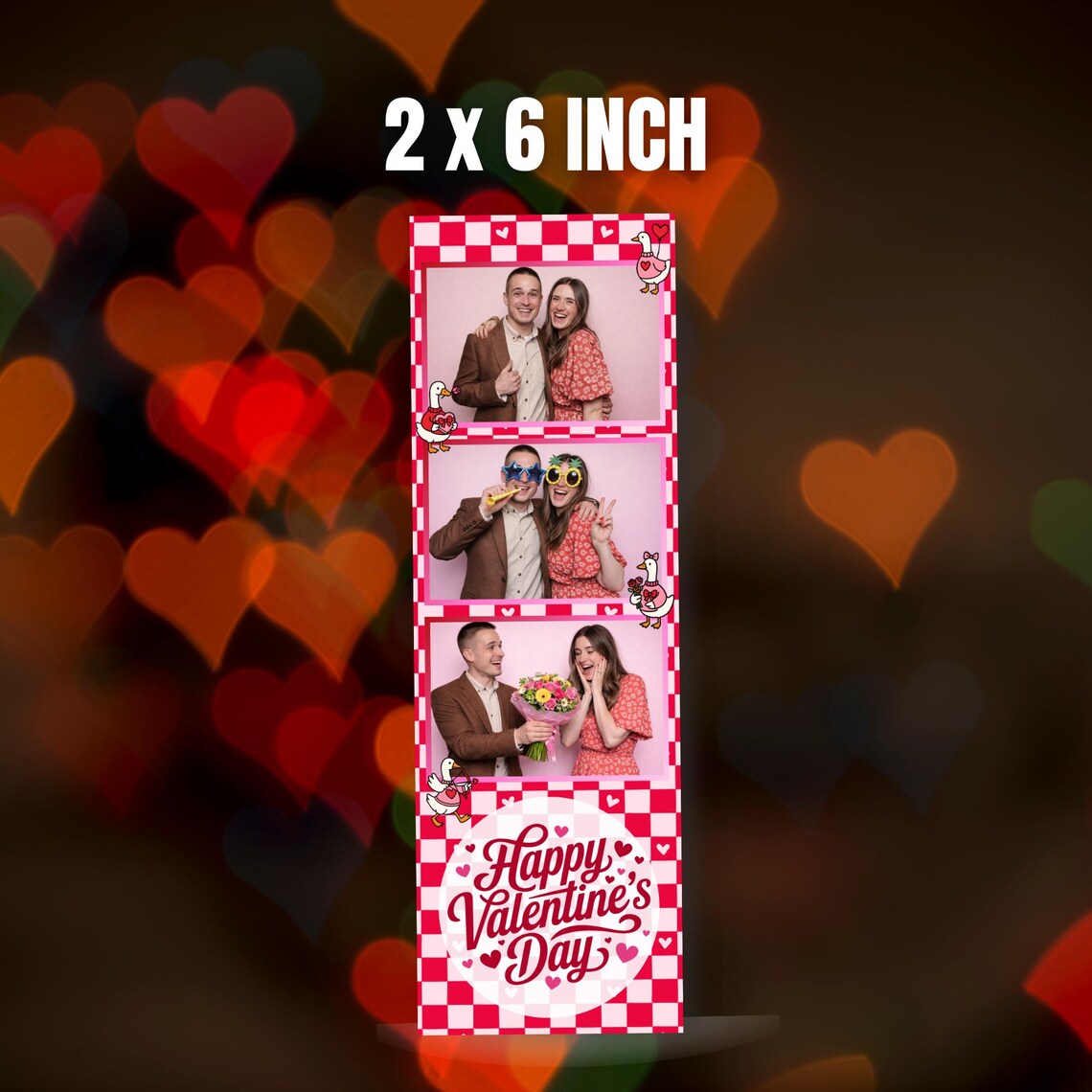 Valentine Duck Photo Booth Template, Editable Canva Frame (digital ...