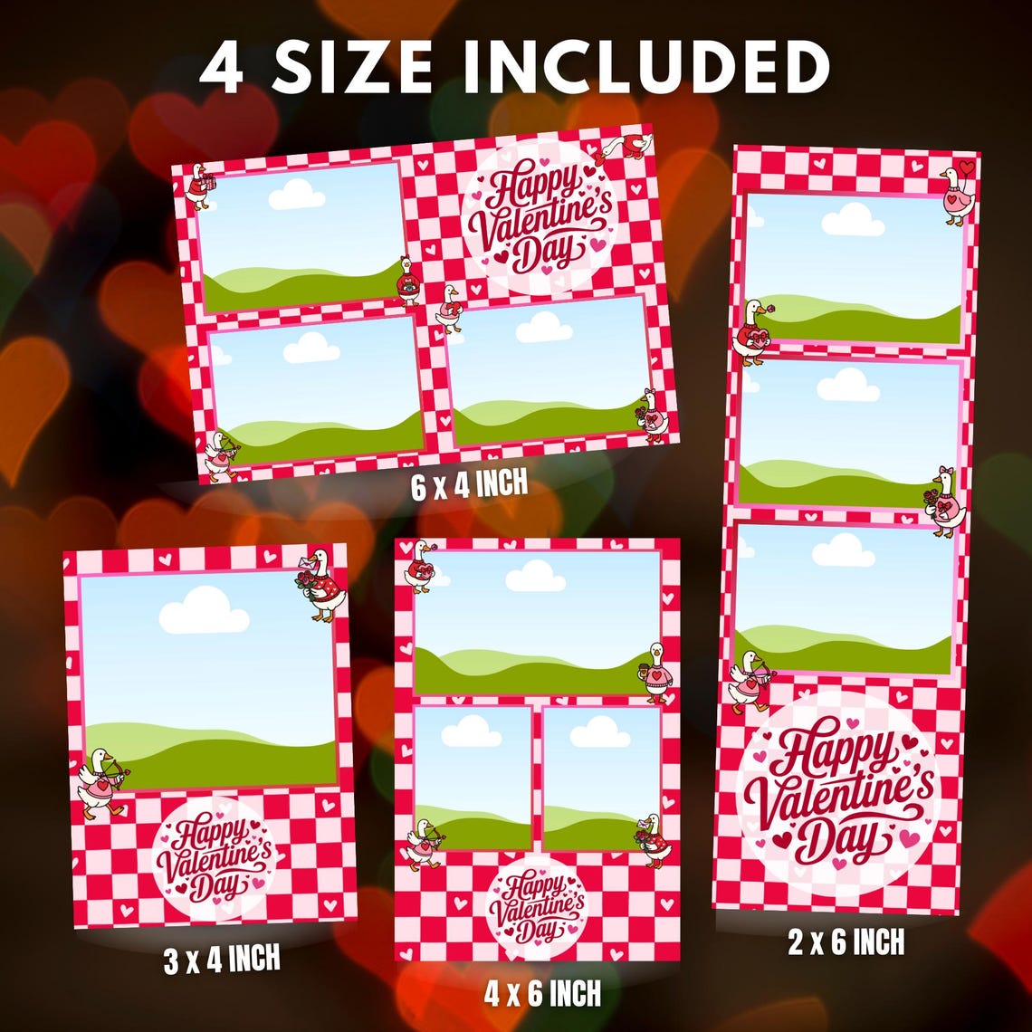 Valentine Duck Photo Booth Template, Editable Canva Frame (digital ...