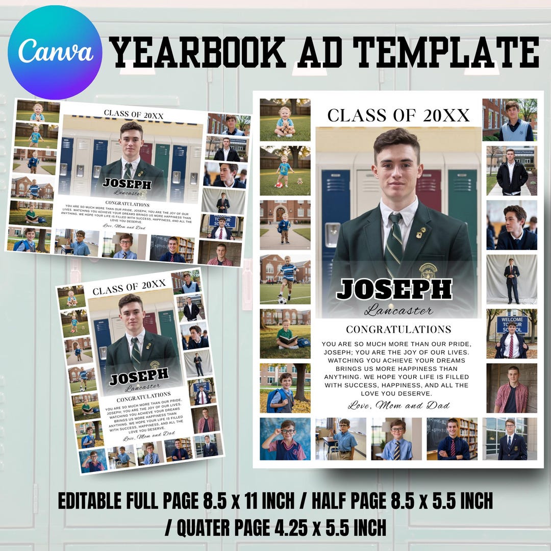 Editable Senior Yearbook Ad Template: Canva Tribute (digital Download ...