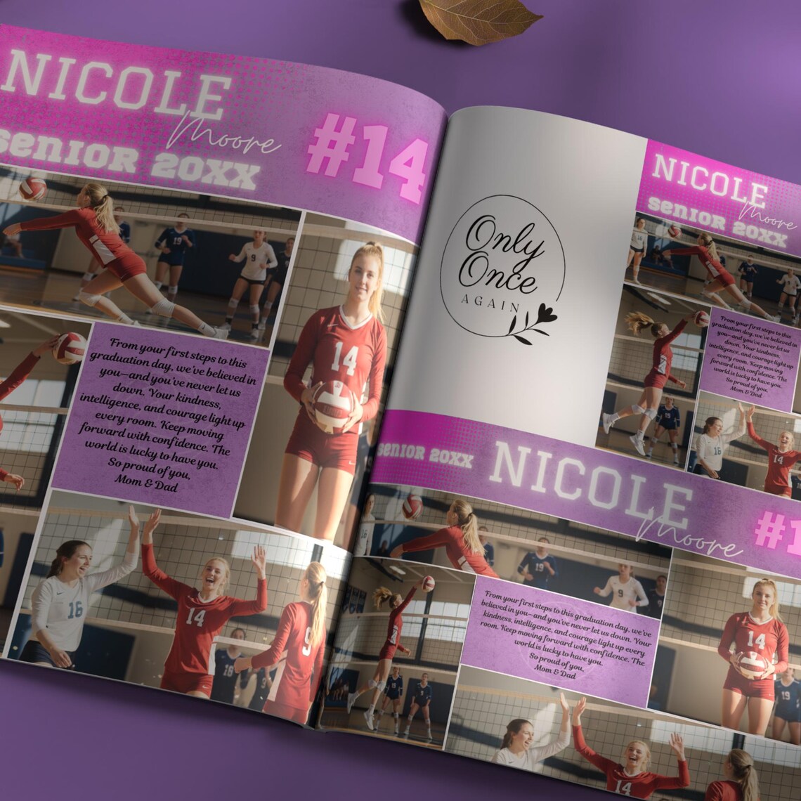 Senior Volleyball Yearbook Ad Template: High School Sports Program ...