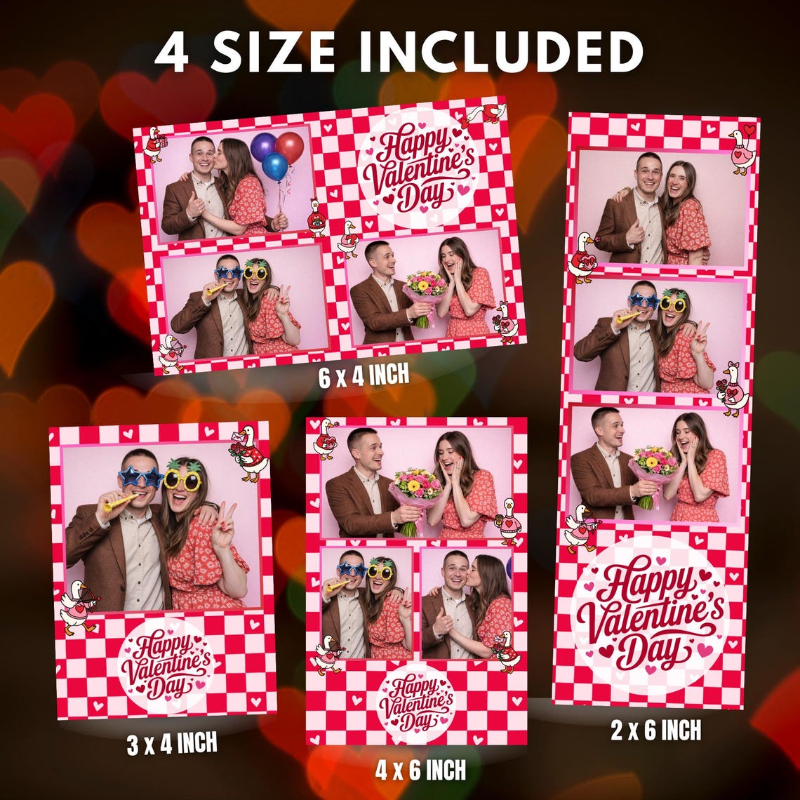 Valentine Duck Photo Booth Template, Editable Canva Frame (digital ...