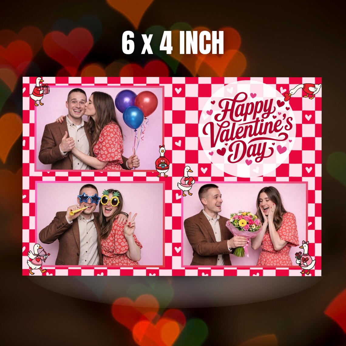 Valentine Duck Photo Booth Template, Editable Canva Frame (digital ...