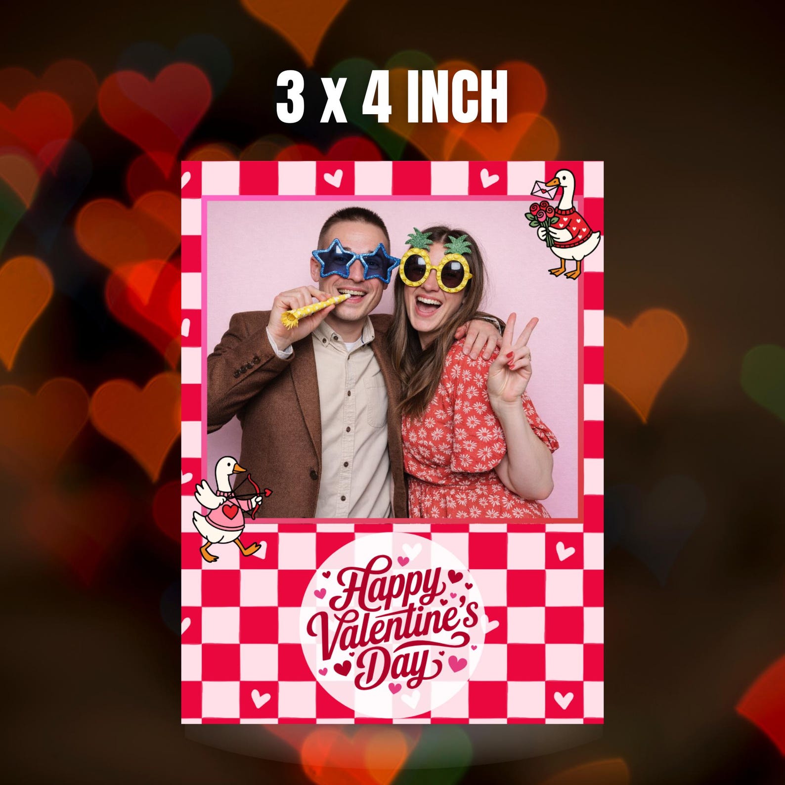 Valentine Duck Photo Booth Template, Editable Canva Frame (digital ...