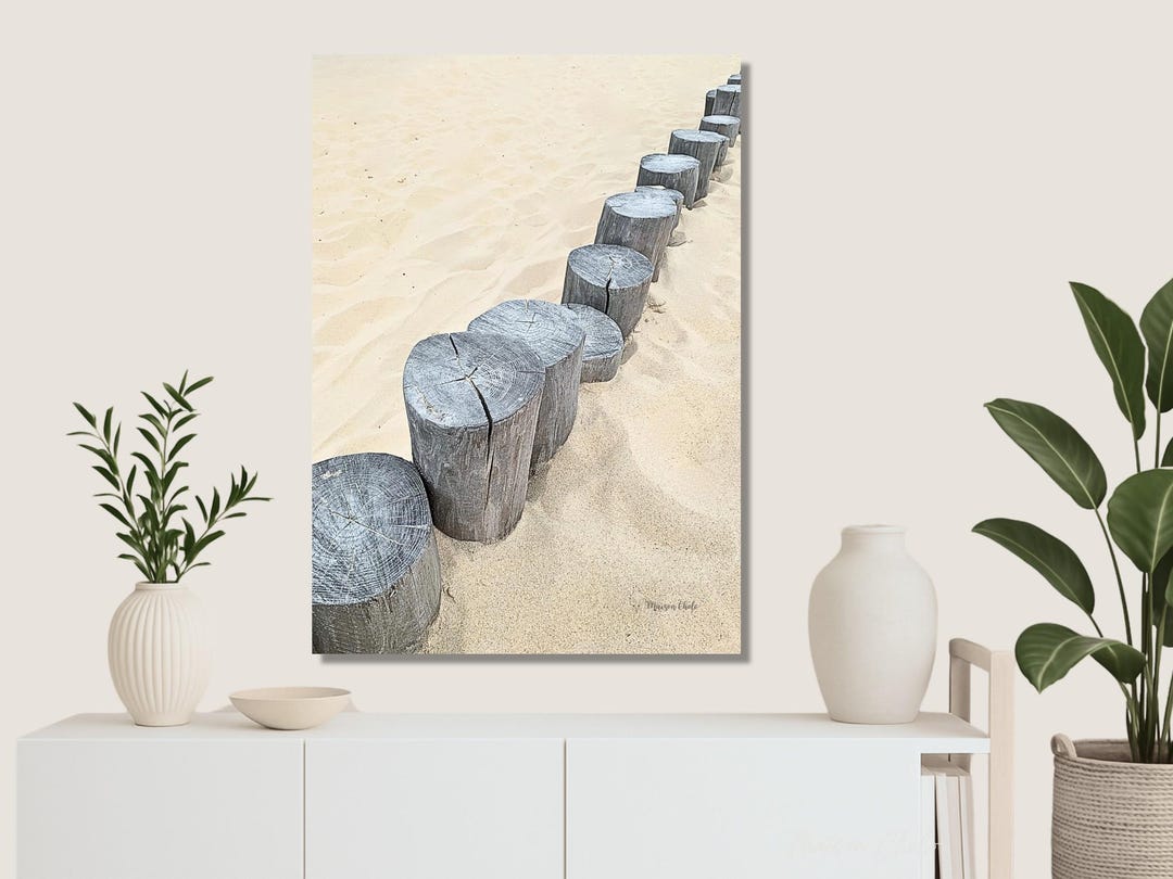 Poster / Poster / Beach Nature Poster – Wood & Sand Logs / Beach Wood ...
