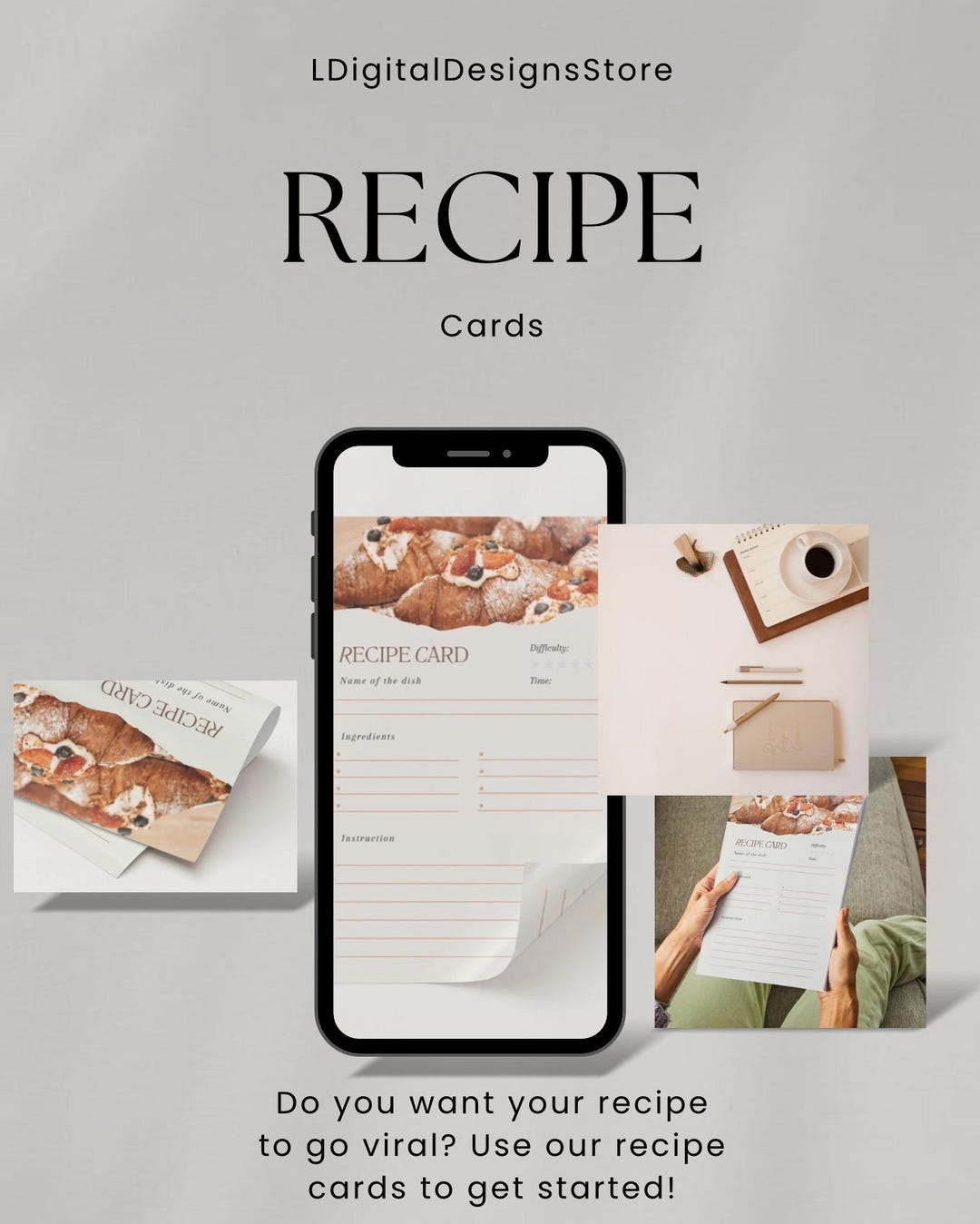 Simple Recipe Cards-editable/customizable/printable-buy Yours Today! - Etsy