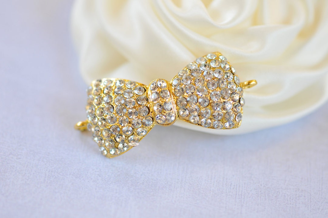 Gold Rhinestone Bow Connector: DIY Jewelry Embellishment (44x19mm) - Etsy