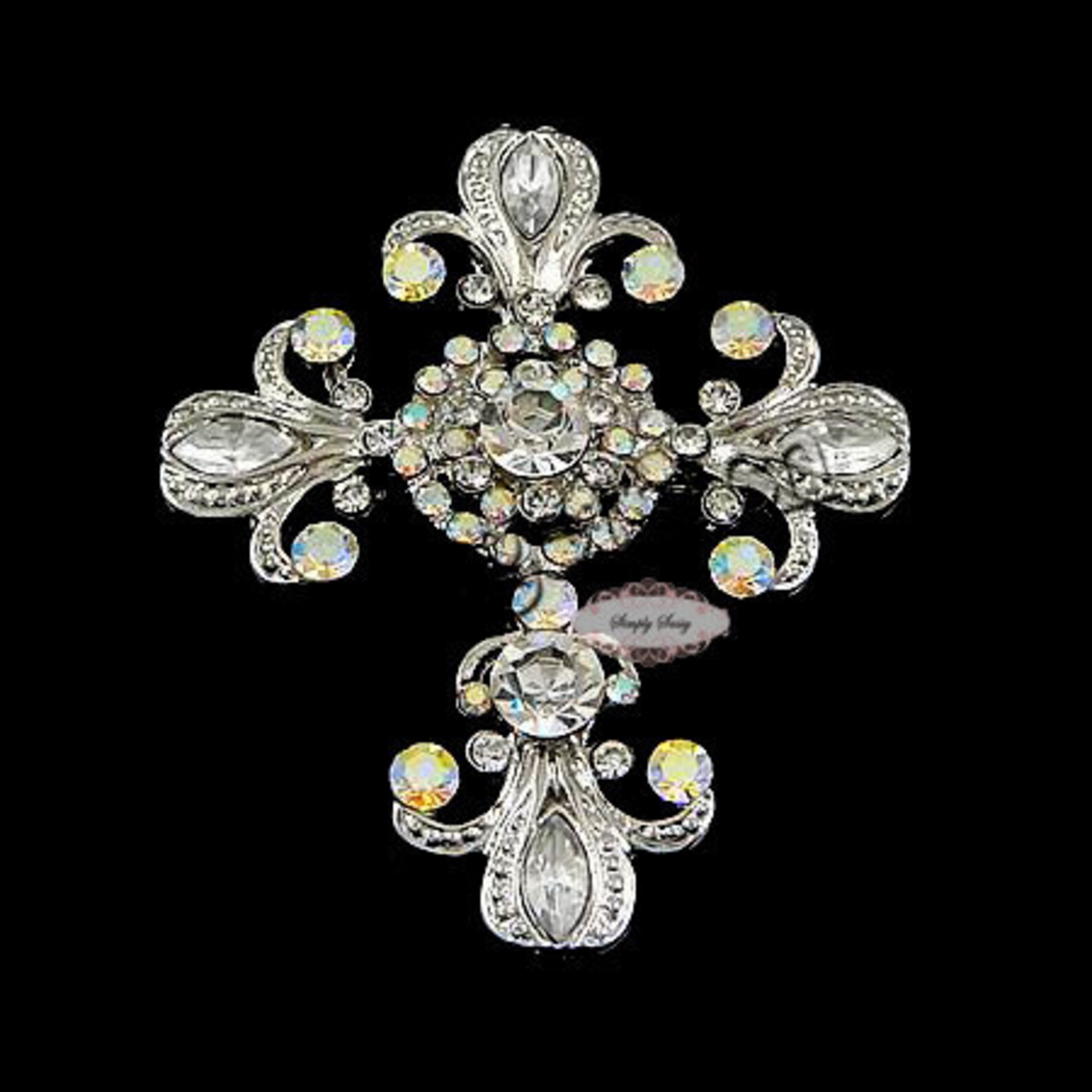 Rhinestone Cross Flatback Embellishment Button Brooch DIY - Etsy