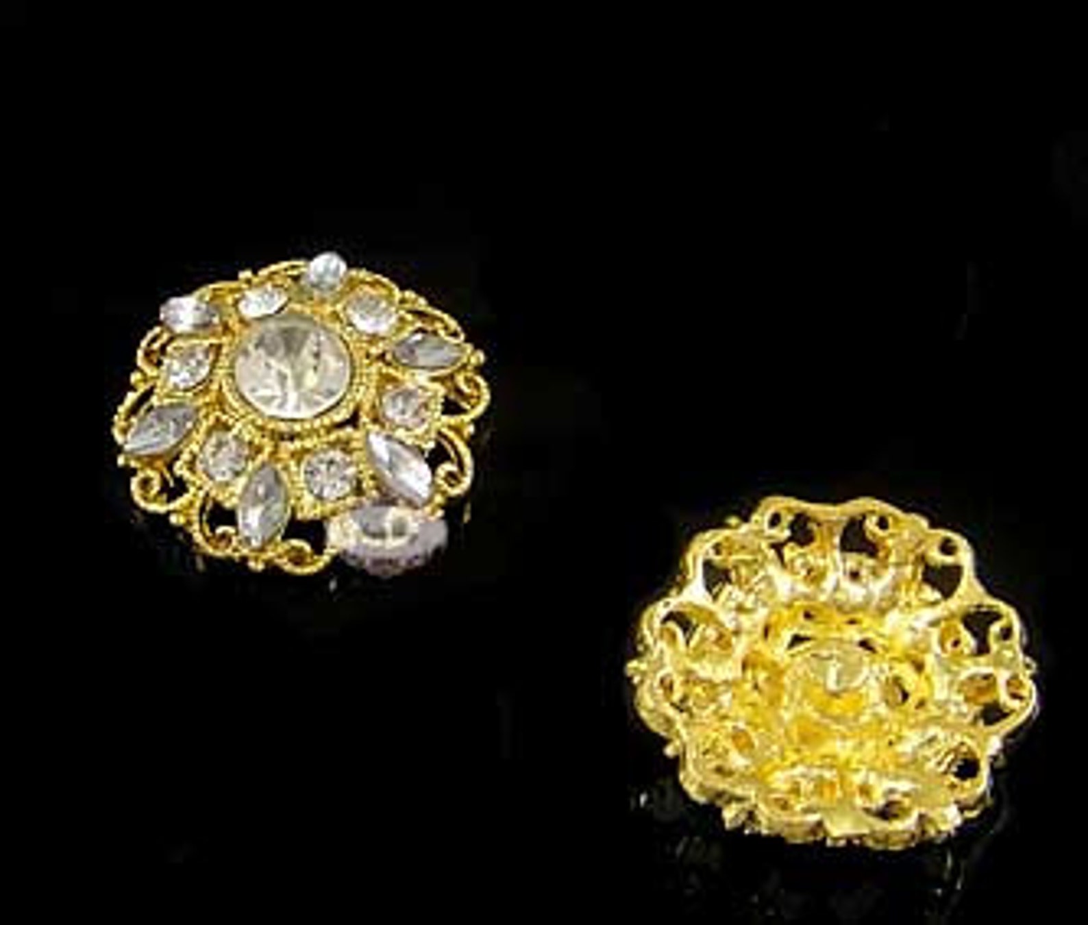 10pcs Gold Clear Assorted Rhinestone Flatback Embellishment Buttons ...