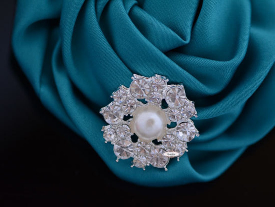 10 Rhinestone & Pearl Flat Back Buttons - Flatback Rhinestone ...