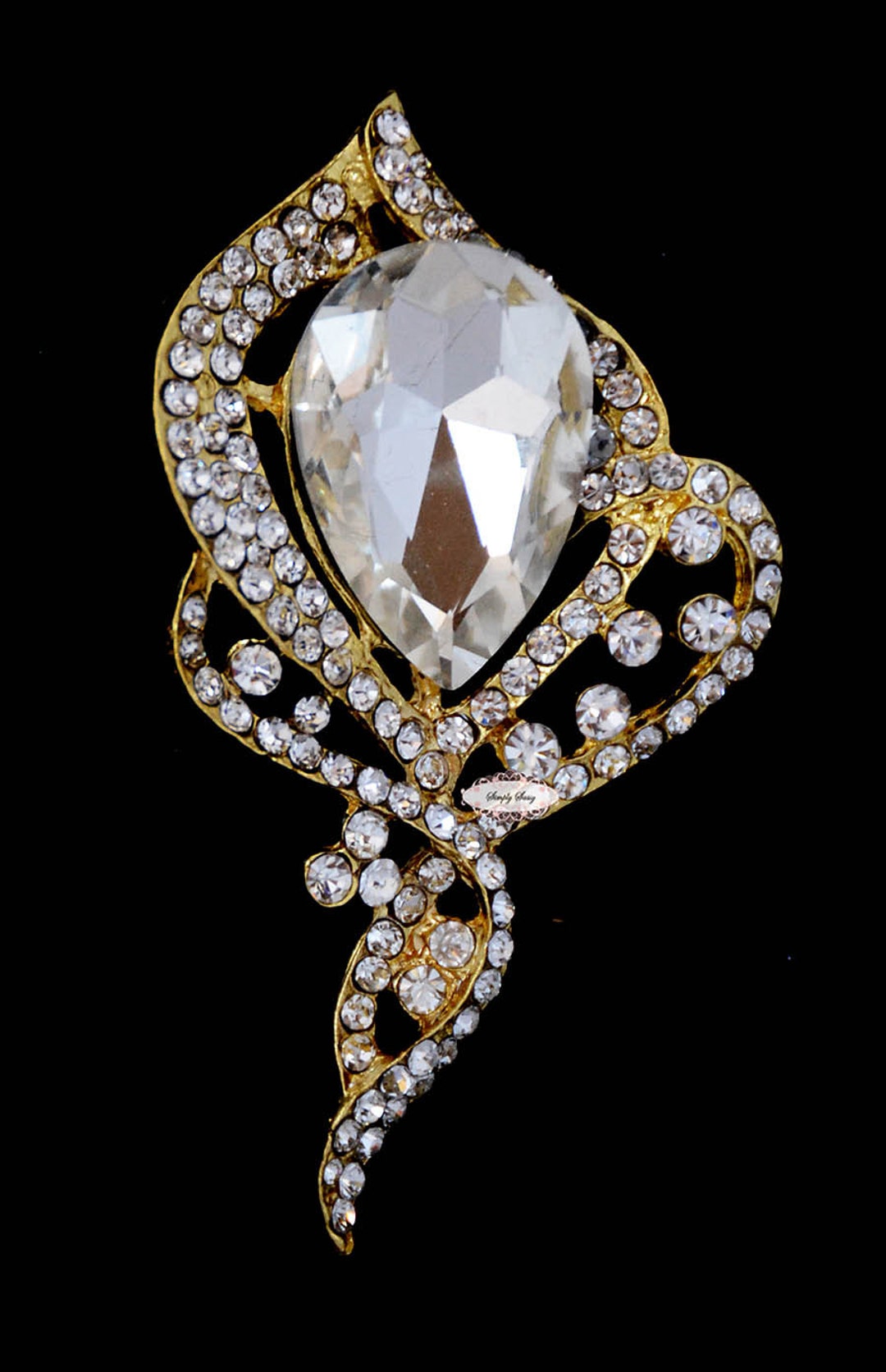 Gold Rhinestone Brooch Pin Supply Brooch Bouquet Jewelry Flatback Hair ...