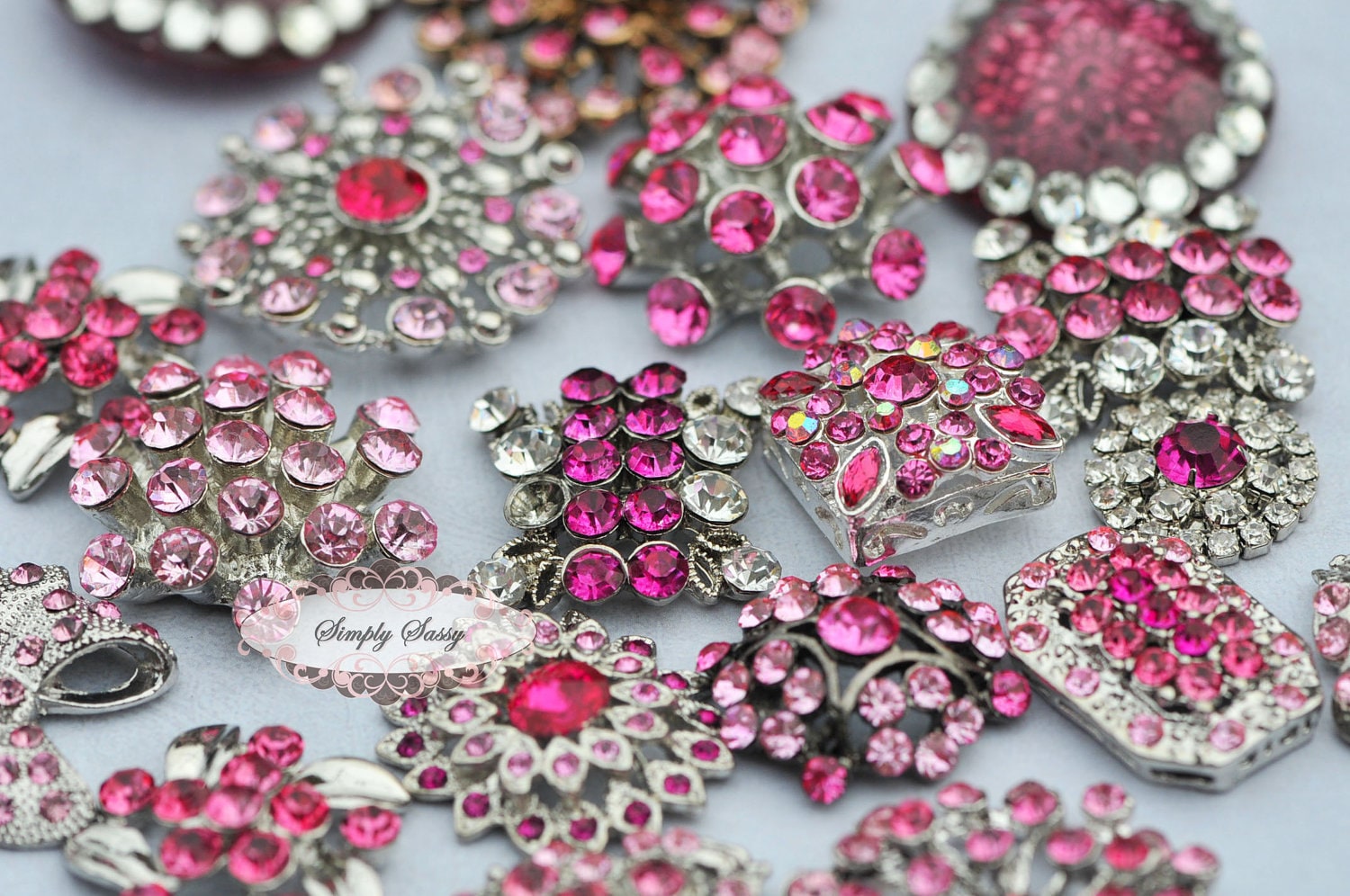 10pc PINK Assorted Rhinestone Flat Back Embellishments DIY - Etsy