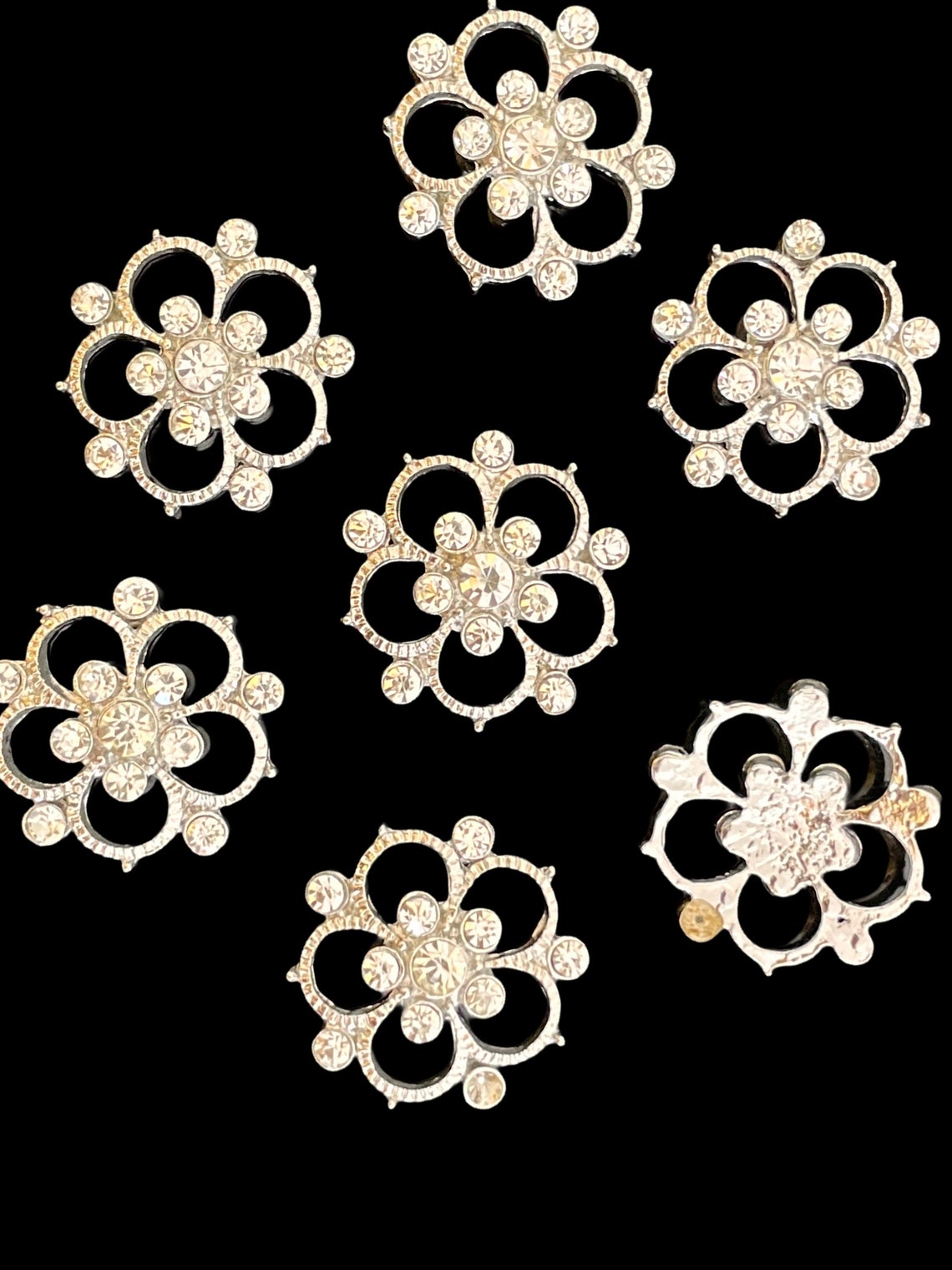 SALE 10pc Rhinestone Buttons DIY Craft Flower Centers Brooches - Etsy