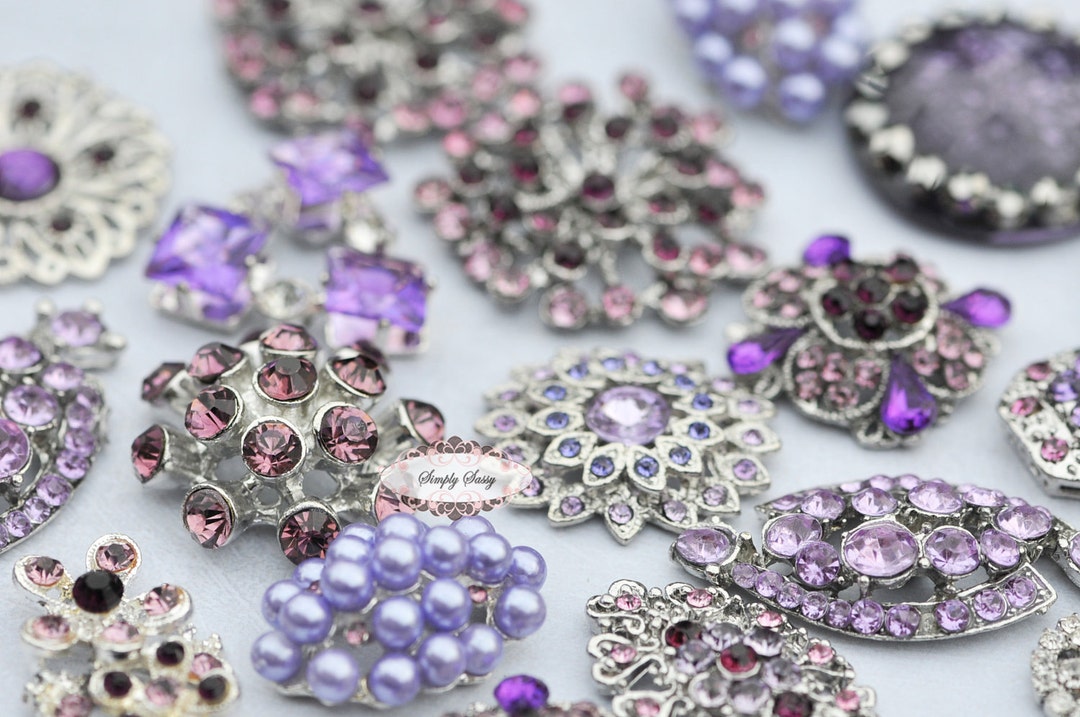 10pc Lavender Purple Assorted Rhinestone Flat Back Embellishments DIY ...