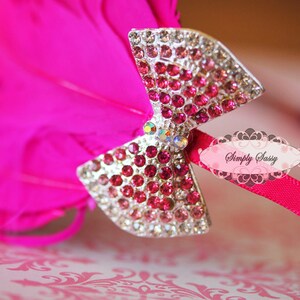 Rhinestone Crystal Bow in PINK Flatback Metal Brooch Embellishment ...