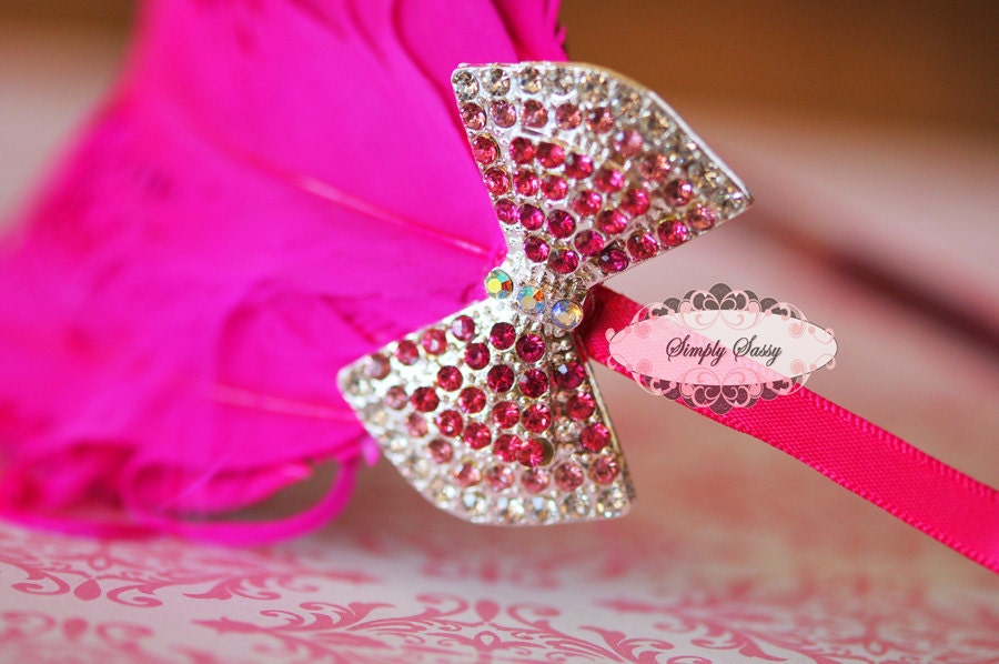 Rhinestone Crystal Bow in PINK Flatback Metal Brooch - Etsy