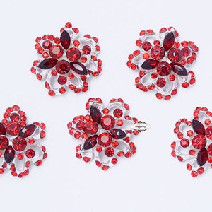 5 Red Rhinestone Flat Back Embellishment - Rhinestone Button - Flat ...
