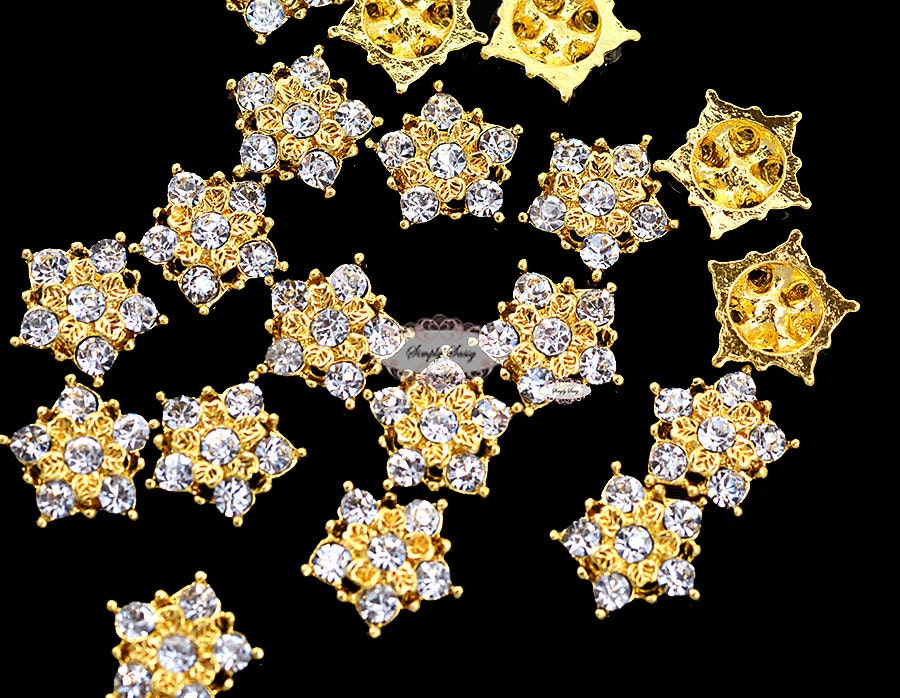 20pcs Assorted Dainty Rhinestone Crystal Metal Embellishment | Etsy