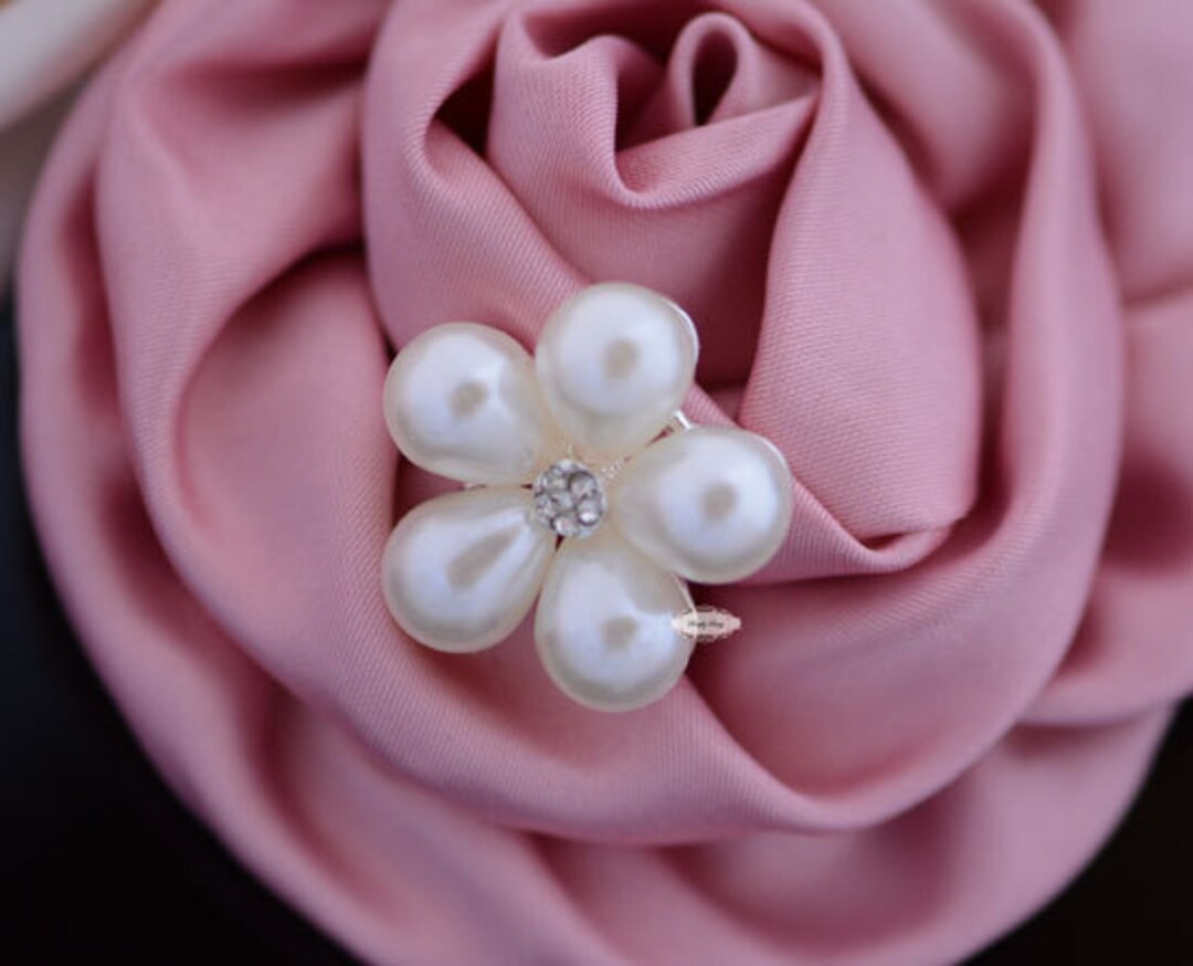 10 Rhinestone Pearl Flat Back Buttons Pearl Embellishments Flatback ...