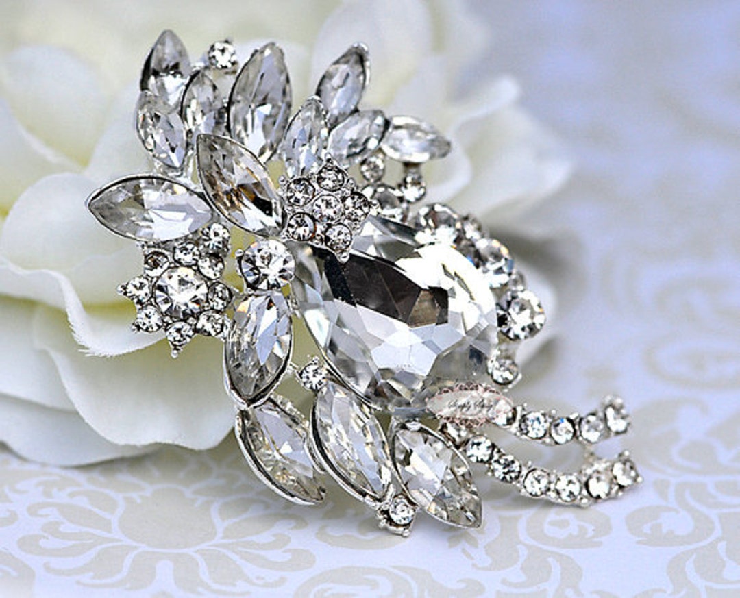 Rhinestone Brooch Embellishment: Flatback Brooch Bouquet Supply (2.8 X ...