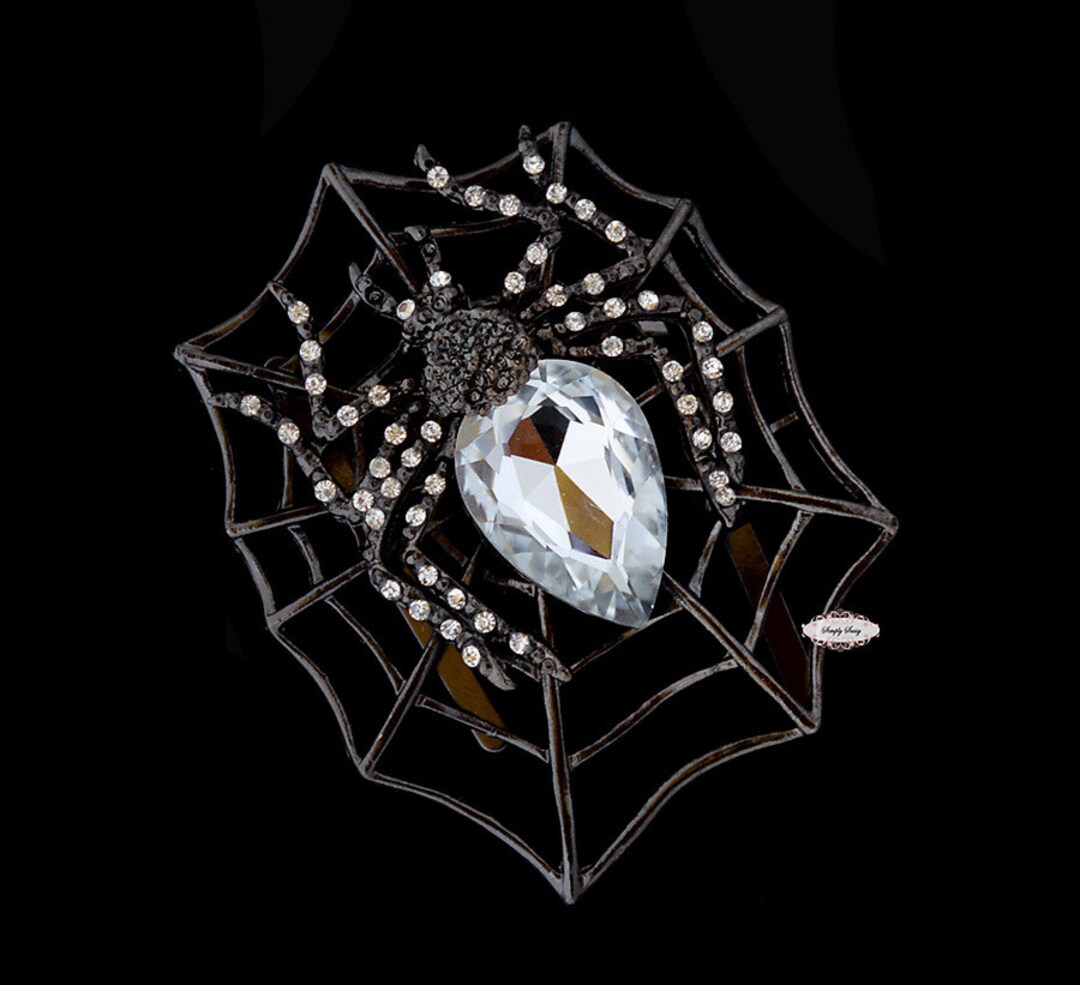 Large Spider Rhinestone Embellishment - Halloween Jewelry - Pendant ...