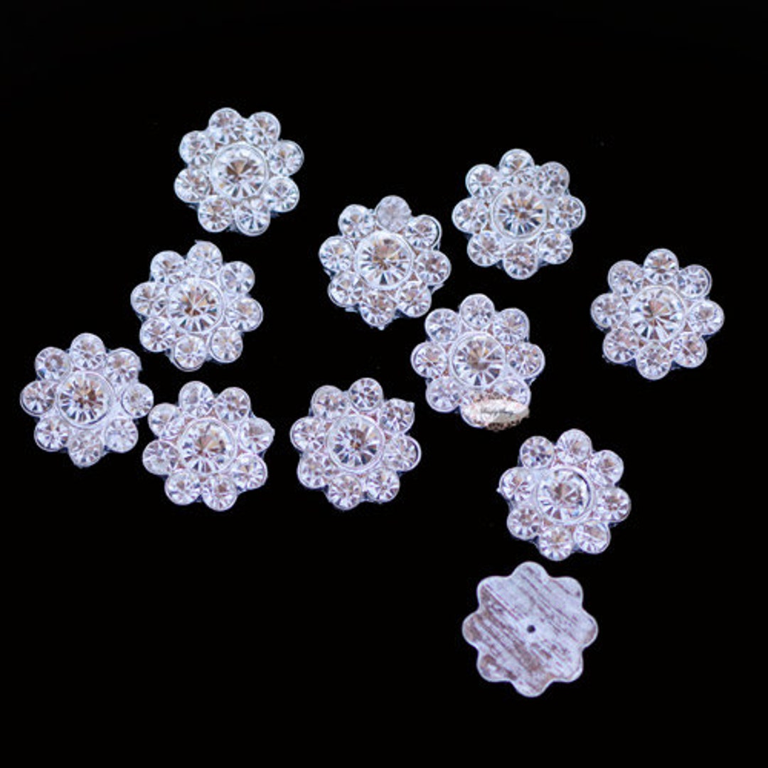 10pcs Rhinestone Flatback Buttons DIY Wedding Bridal Wedding Hair Clips ...